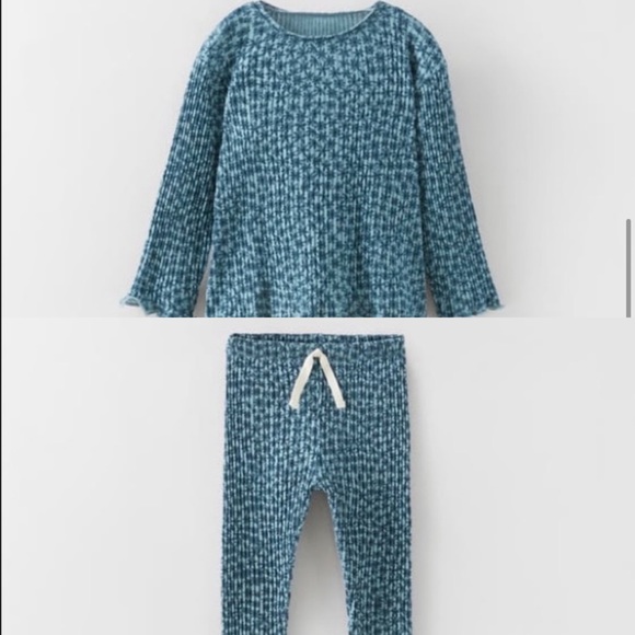 Zara | Matching Sets | Zara Ribbed Floral Top And Bottom | Poshmark